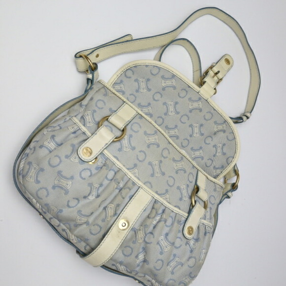 Celine | Bags | Celine Canvas X Leather Crossbody Celine Light Blue ...